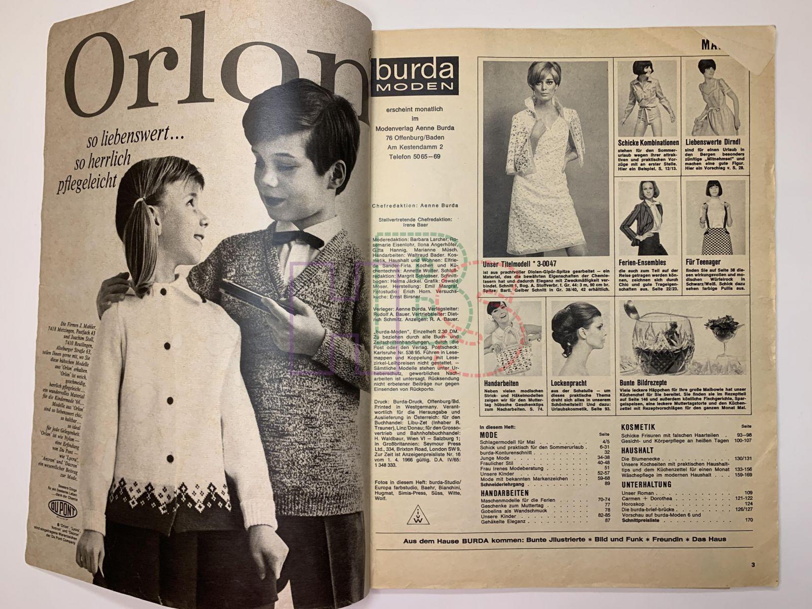 Коллекционный журнал Burda 5 1966. Он-лайн просмотр.